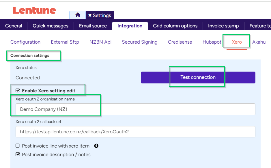 Getting started with Lentune to Xero Integration - the quick view